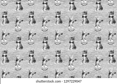 Different Cat Patterns On Original Fabric Stock Illustration 1297229047 ...