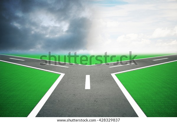 Different Direction Concept Road Splitting Into Stock Illustration ...