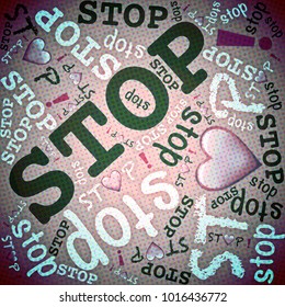 Different Fonts Stop Words Gradient Background Stock Illustration ...