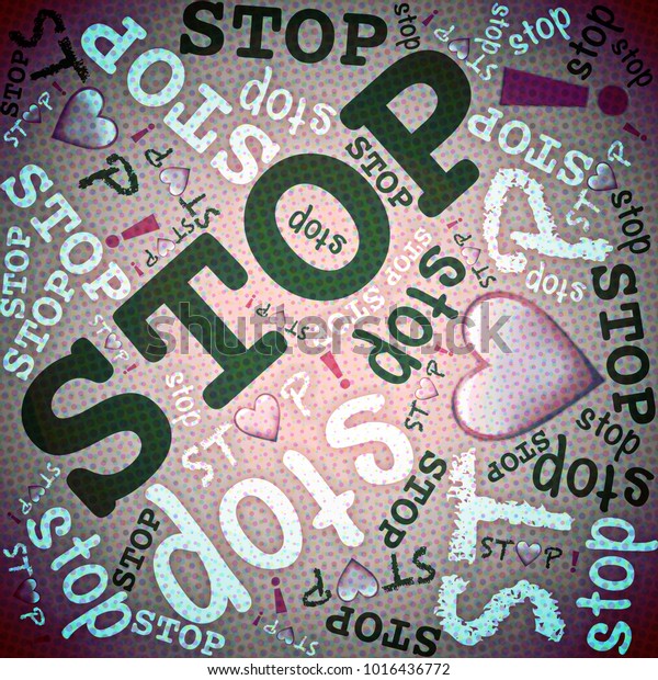 Different Fonts Stop Words Gradient Background Stock Illustration ...