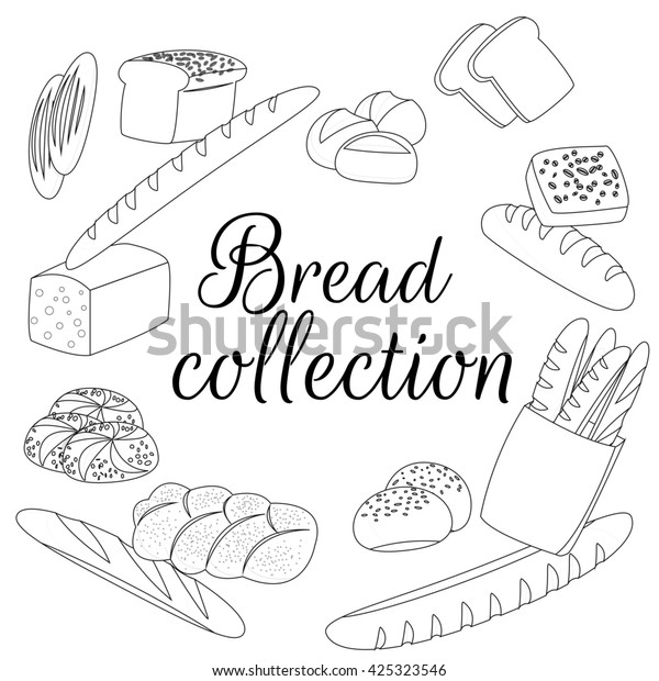 Different Kinds Bread Outlines Isolated On Stock Illustration 425323546
