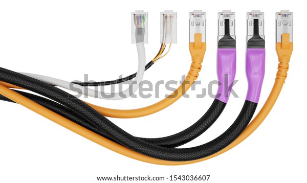 Ilustrasi Stok Different Lan Cable Types Categories 3d 1543036607 ...