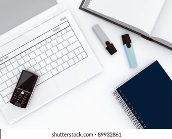 Different Office Objects Equipment On White 库存插图 89932861 | Shutterstock