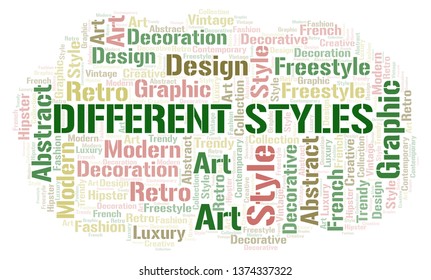 Different Styles Word Cloud Stock Illustration 1374337322