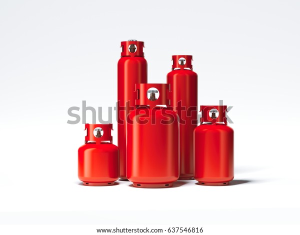 Different Types Red Gas Bottles Isolated Stock Illustration 637546816 ...