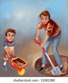 113 Boy digging hole Stock Illustrations, Images & Vectors | Shutterstock