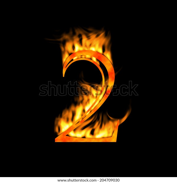 Digit Number 2 Two Fire Alphabet Stock Illustration 204709030 ...