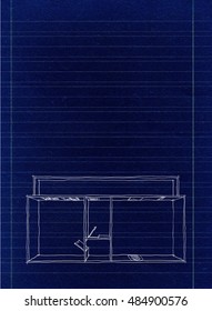 2d Blueprint Freehand Sketch Drawing Empty Stock Illustration 492905260