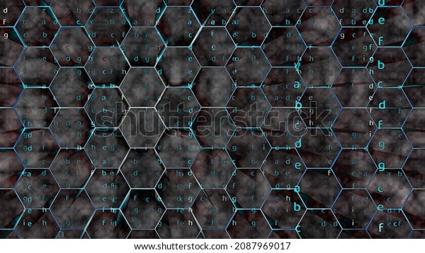 Digital Abstract Hexagon Dimension Matrix Alphabet Stock Illustration ...