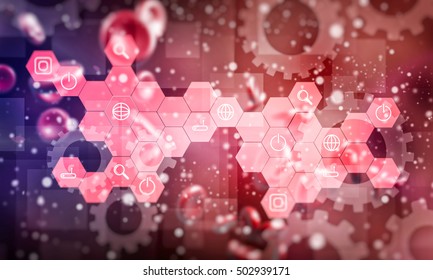 Digital Abstract Technology Background Red 3d Stock Illustration ...