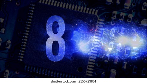 Digital Animated Countdown Against Computer Chip Stock Illustration ...
