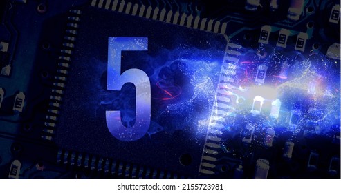 Digital Animated Countdown Against Computer Chip Stock Illustration ...