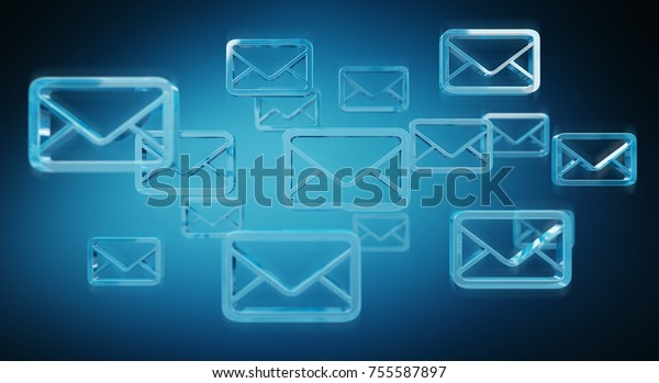 Digital Blue Floating Emails On Blue Stock Illustration 755587897 ...