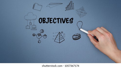 Digital Composite Hand Drawing Objective Icons Stock Illustration ...