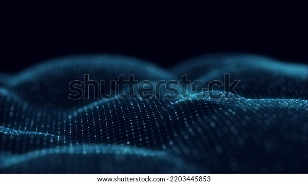Digital Dynamic Cyber Wave Abstract Futuristic Stock Illustration ...