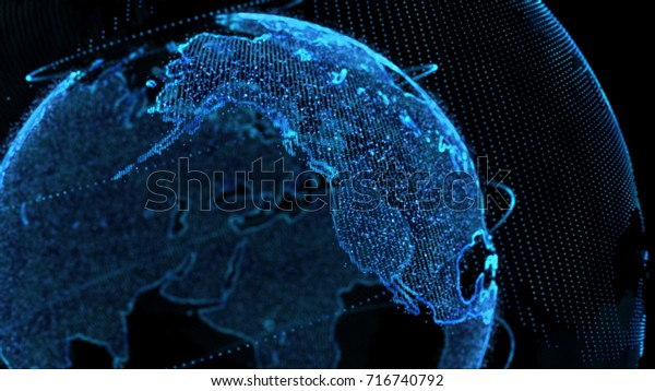 Digital Earth Connection Network Rotation Planet Stock Illustration ...