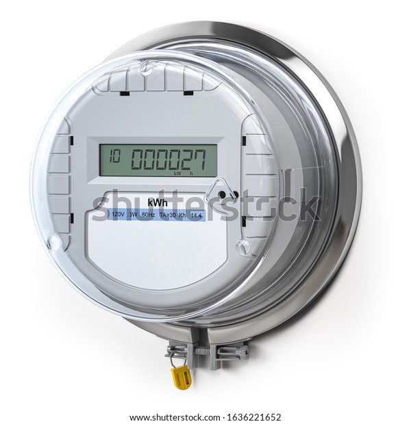 Digital Electric Meter Lcd Screen Isolated Stock Illustration 1636221652