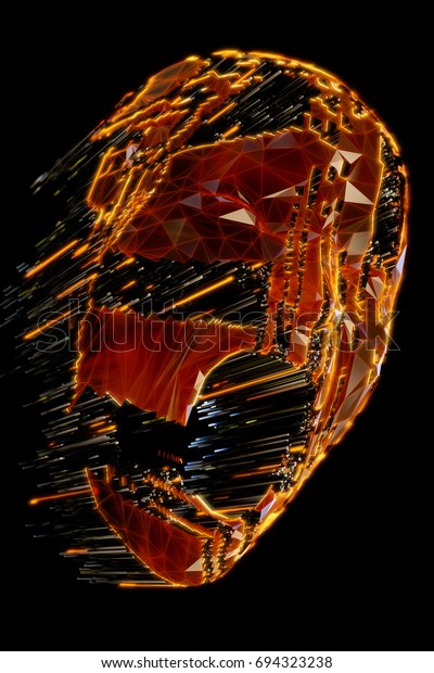 Digital Face Angry Aggresive Expression Portrait Stock Illustration ...