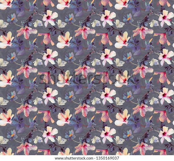 Digital Floral Pattern On Background Stock Illustration 1350169037