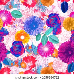 Digital Flower Repeat Pattern Stock Illustration 1059884762 | Shutterstock