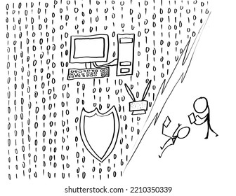 Digital Internet Security Simple Drawing Stock Illustration 2210350339 ...