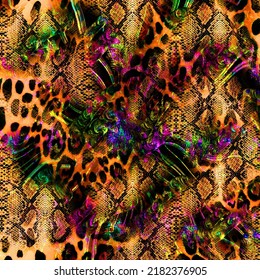 Digital Leopard Illustration Background Collage Work Stock Illustration ...