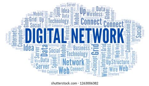 Digital Network Word Cloud Stock Illustration 1263006382 | Shutterstock