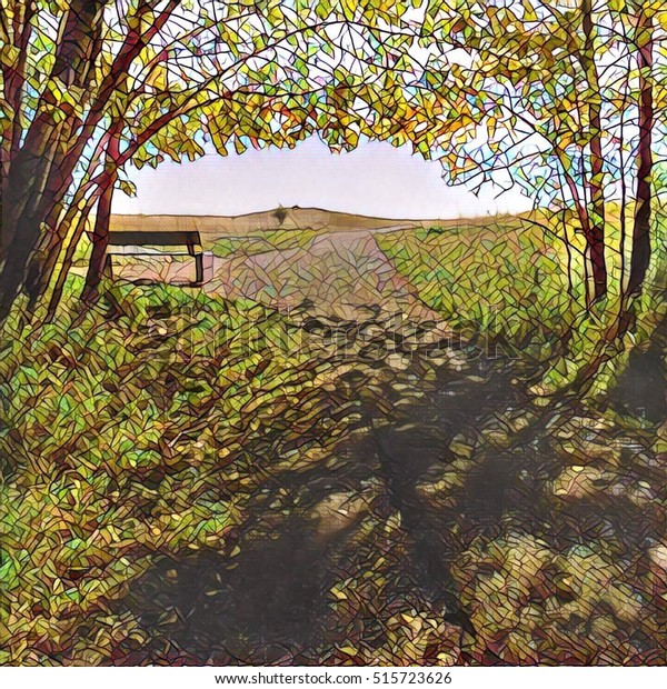Digital Photo Forest Landscape Empty Park Stock Illustration 515723626 ...