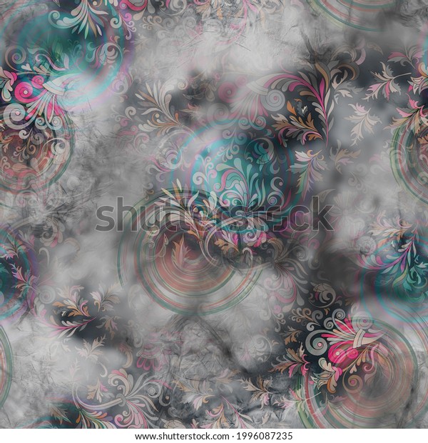 Digital Printing Textile Pattern Wallpaper Colorful Stock Illustration ...
