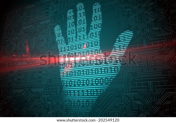 Digital Security Hand Print Scan Binary Stock Illustration 202549120 ...