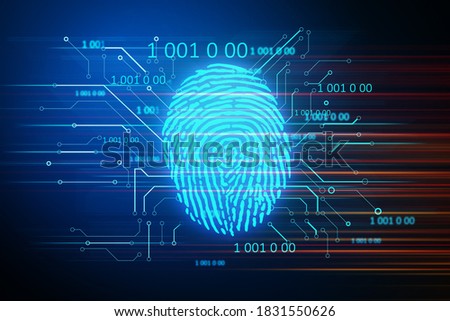 Digital security and private data access, fingerprint scanner. Business ...