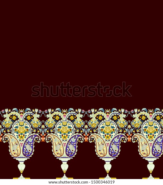 Digital Textile Deaign Border Texture Stock Illustration 1500346019 ...