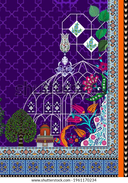 Digital Textile Design Islamic Pattern Stock Illustration 1961170234