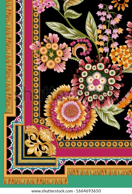 Digital Textile Design Ornament Pattern Stock Illustration 1664693650 ...