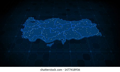 Digital Turkey Map Data Technology 스톡 일러스트 1477418936 | Shutterstock