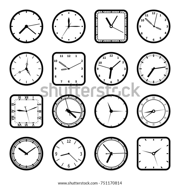 Digital Wall Clock Faces Time Icons Stock Illustration 751170814 ...