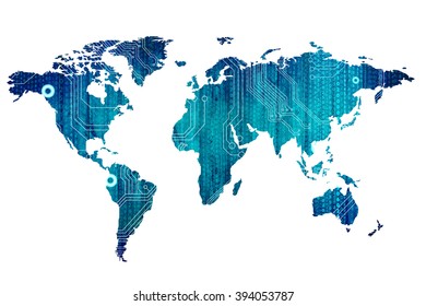 Digital World Map Stock Illustration 394053787 | Shutterstock