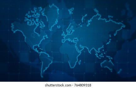 Ilustrasi Stok Digital World Map Connected Background 764809336 ...