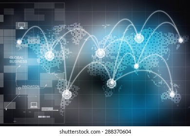 Digital World Map Globalization Hi Tech Stock Illustration 288370604 ...