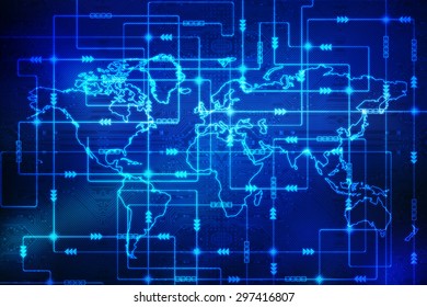 Digital World Map Globalization Hi Tech 스톡 일러스트 297416807 | Shutterstock