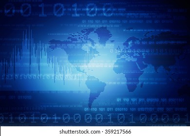 Future Technology Blue World Map Cyber Stock Vector (Royalty Free ...