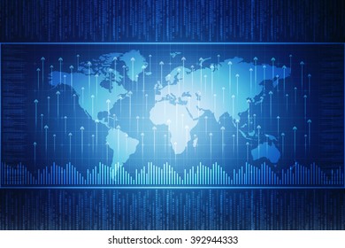 Digital World Map Globalization Hi Tech Stock Illustration 392944333 ...