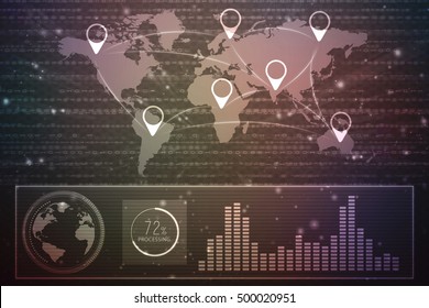 Digital World Map Globalization Hi Tech Stock Illustration 500020951 ...