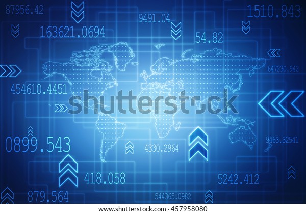 Digital world map , Globalization, Hi tech and synchronization,2d ...