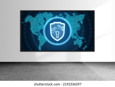 Digital World Map Shield Lock Interface Stock Illustration 2192336597 ...