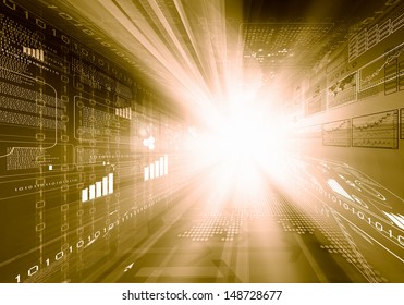 Digital Yellow Background Image Technology Symbols Stock Illustration ...