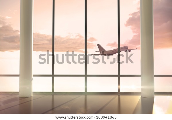Digitally Generated Airplane Flying Window Sunrise Stock Illustration ...