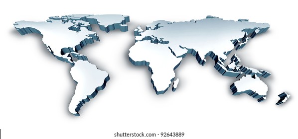 Dimensional 3d Wold Map Usa Europe Stok İllüstrasyon 92643889 ...