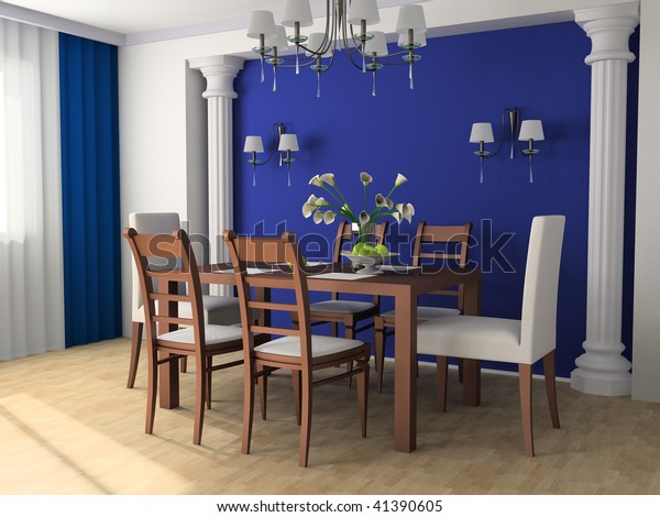 Dining Table Against Wall 3d Image Stock Illustration 41390605