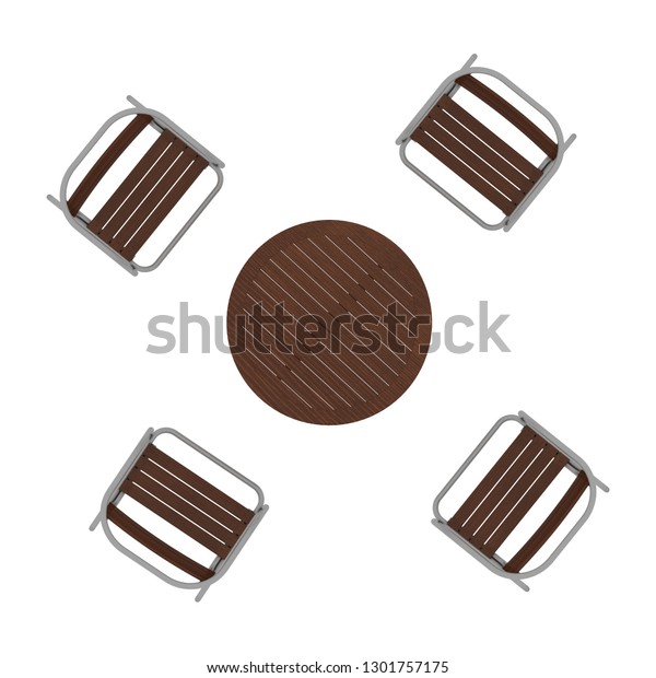 Dining Table Chairs Top View Overhead: ilustrações stock 1301757175 ...
